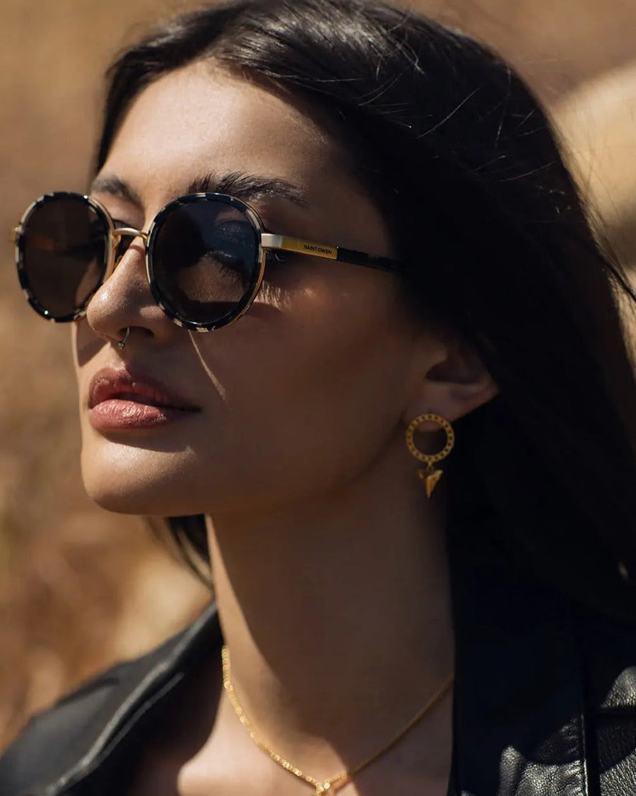 RIVER Black Tortoise | Gold ROUND SUNGLASSES – Saint Owen